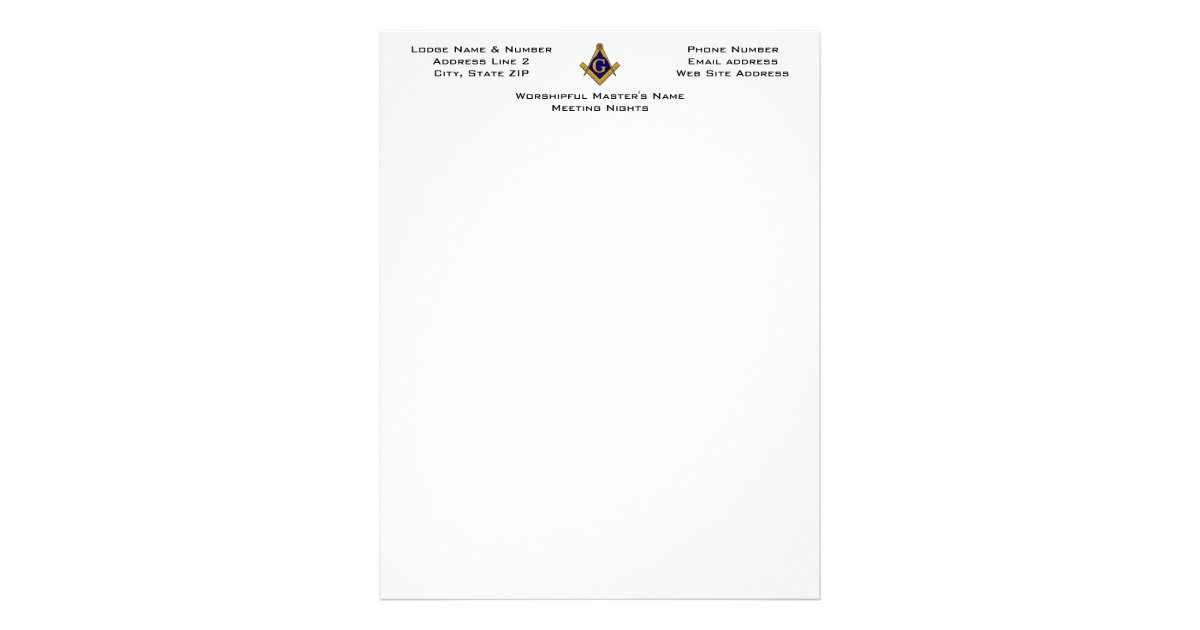 Modern Style Masonic Lodge Letterhead | Zazzle.com