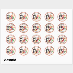 Modern Style Pizza Party Classic Round Sticker | Zazzle