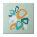 Modern Stylish Aqua Teal Orange Abstract Pattern Ceramic Tile | Zazzle