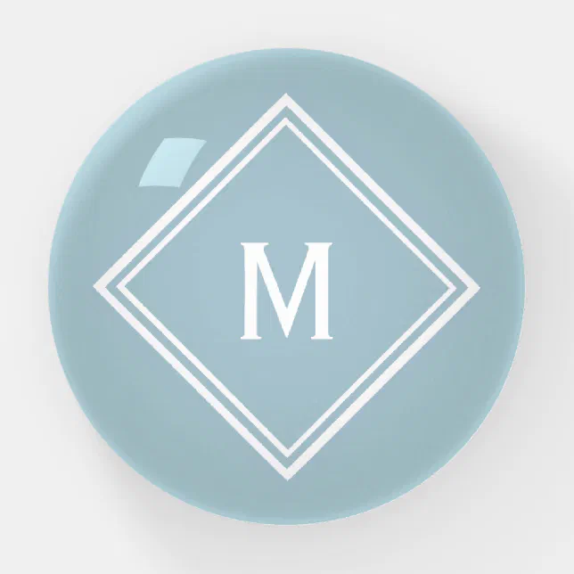 Modern Stylish Basic Powder Blue Custom Monogram Paperweight | Zazzle
