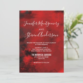 Modern Stylish Black and Dark Red Abstract Wedding Invitation | Zazzle
