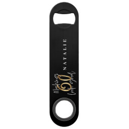 Modern stylish black and gold 60th birthday bar key | Zazzle