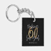 Modern stylish black and gold 60th birthday keychain | Zazzle