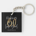 Modern stylish black and gold 60th birthday keychain | Zazzle