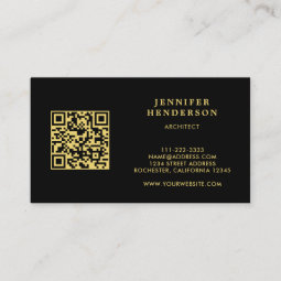 Modern stylish black gold QR code professional Business Card | Zazzle