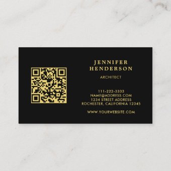 Modern stylish black gold QR code professional Business Card | Zazzle