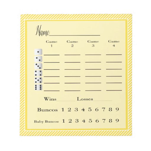 Modern Stylish Bunco Score Pad | Zazzle