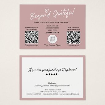 Modern stylish calligraphy QR code thank you card | Zazzle