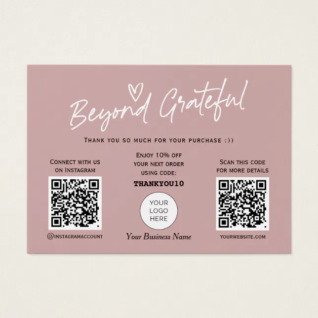 Modern stylish calligraphy QR code thank you card | Zazzle