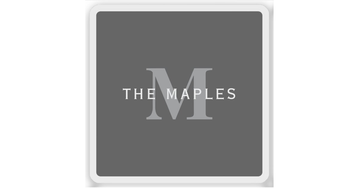 Modern Stylish Dark Grey Monogram & Name Sticker | Zazzle