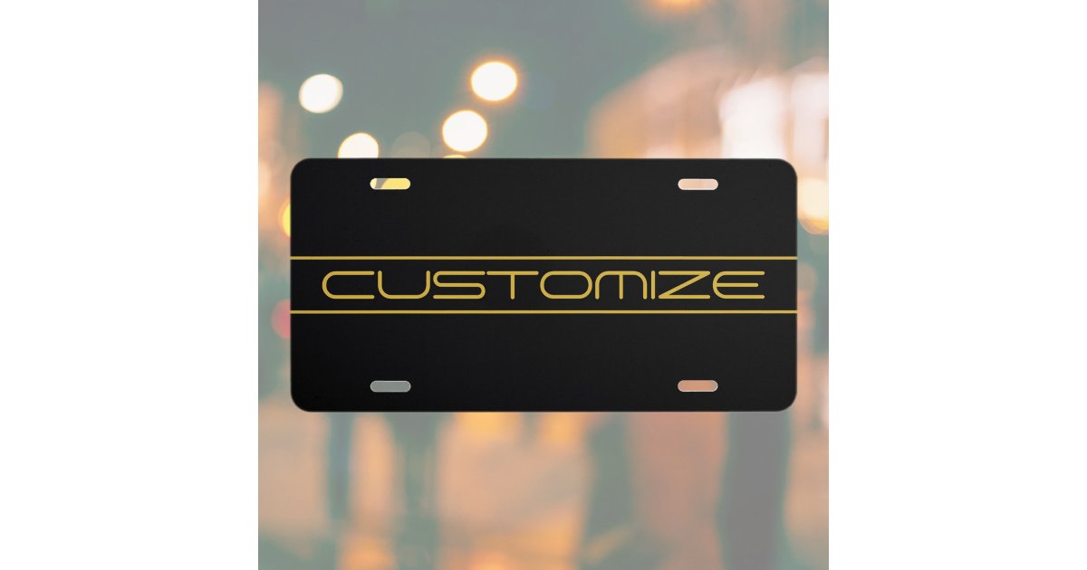 Modern Stylish Editable Gold Text & Line Stripes License Plate | Zazzle