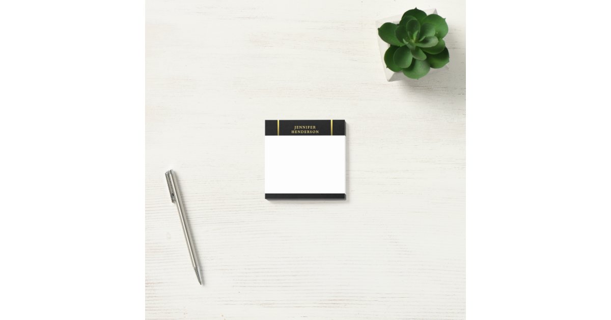 Modern stylish elegant black and gold professional post-it notes | Zazzle