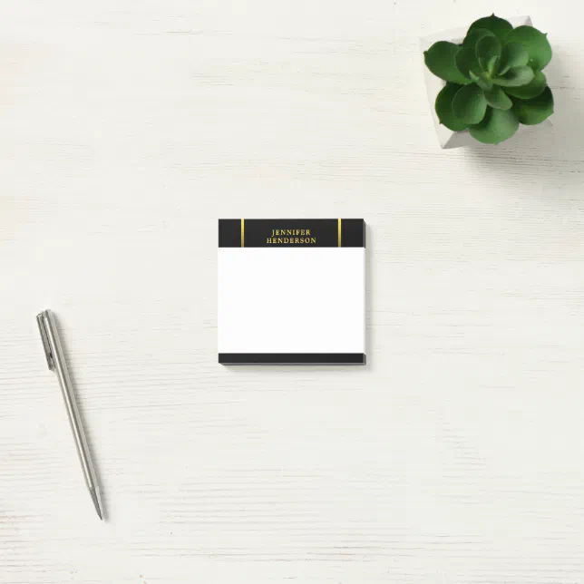 Modern stylish elegant black and gold professional post-it notes | Zazzle