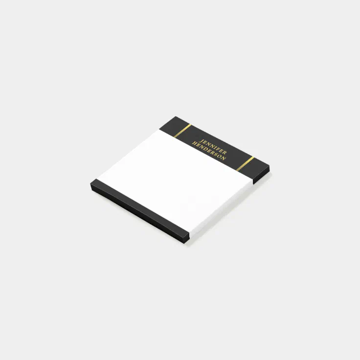 Modern stylish elegant black and gold professional post-it notes | Zazzle