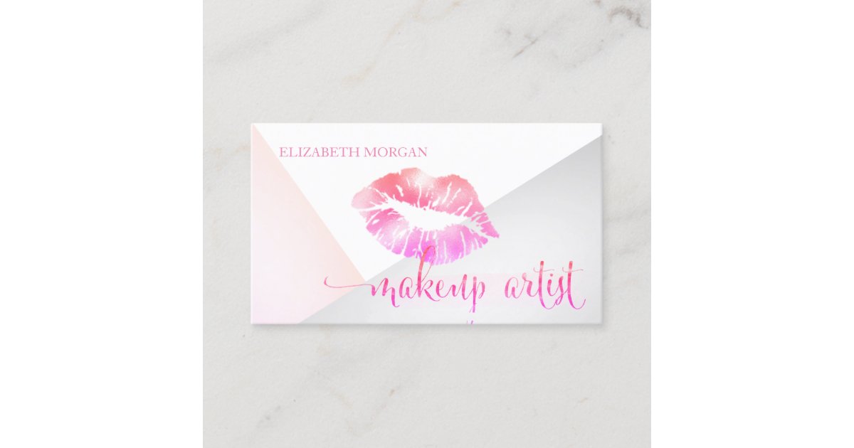 Modern Stylish Geometric Lips Makeup Artist Business Card | Zazzle