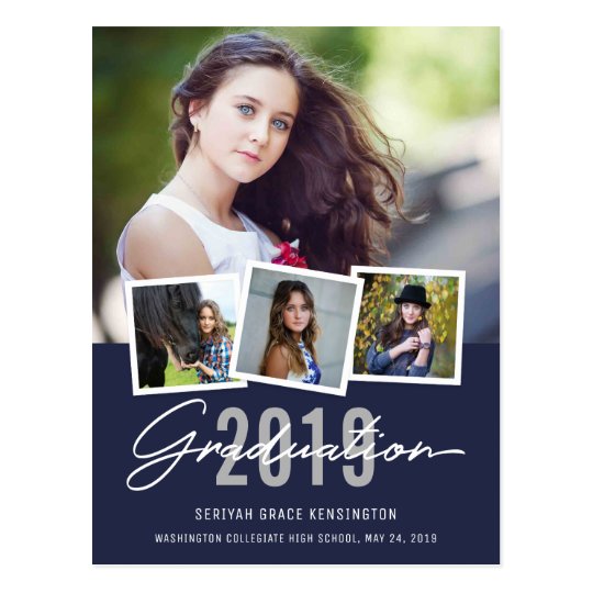 Modern Stylish Graduation Class of 2019 4 Photo Postcard | Zazzle.com