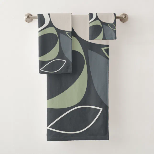 Modern Stylish Grey Sage Green Abstract Pattern Bath Towel Set | Zazzle