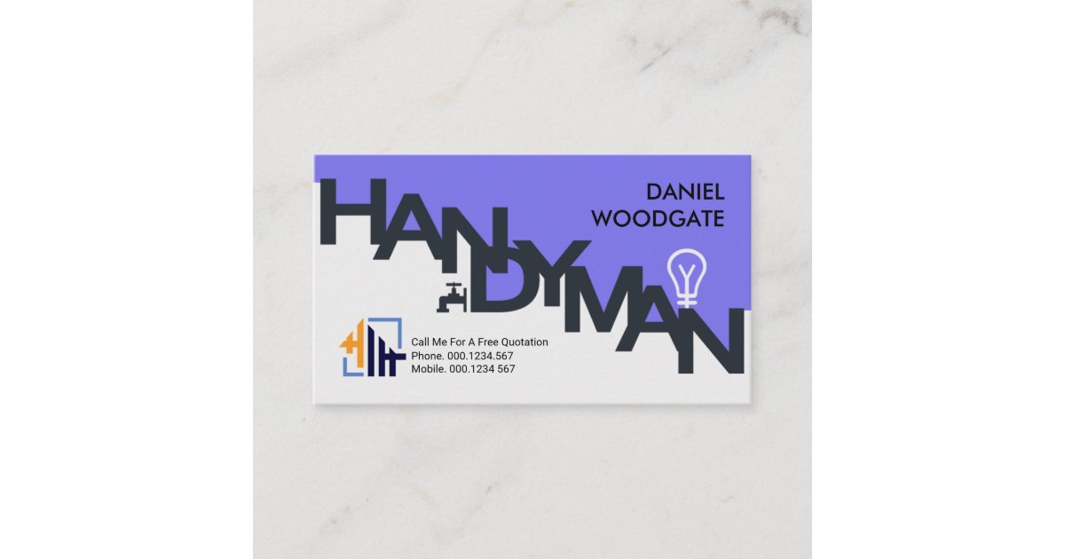 Modern Stylish Handyman Signage Home Construction Business Card | Zazzle