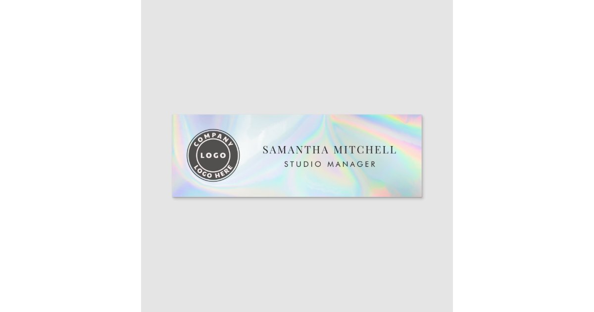 Modern Stylish Holographic Beautician and Makeup Name Tag | Zazzle