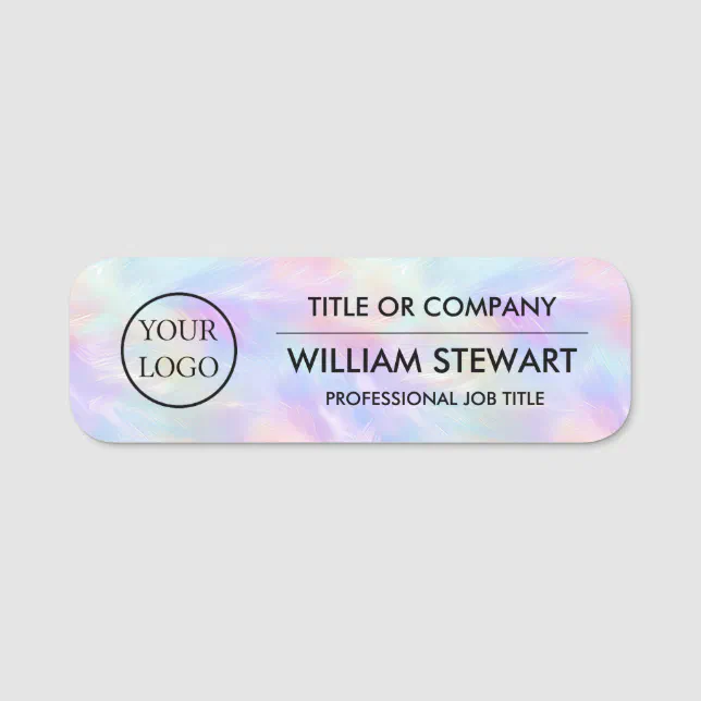 Modern Stylish Iridescent Opal logo Employee Staff Name Tag | Zazzle
