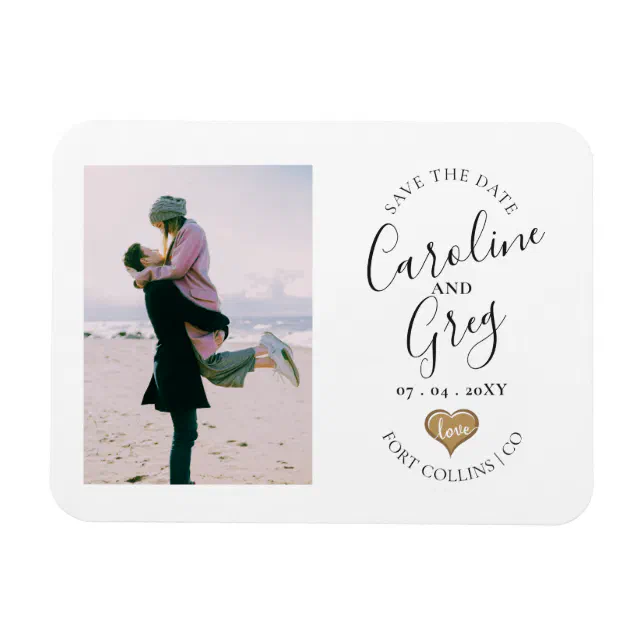 Modern Stylish Love Typography Save the Date Photo Magnet | Zazzle
