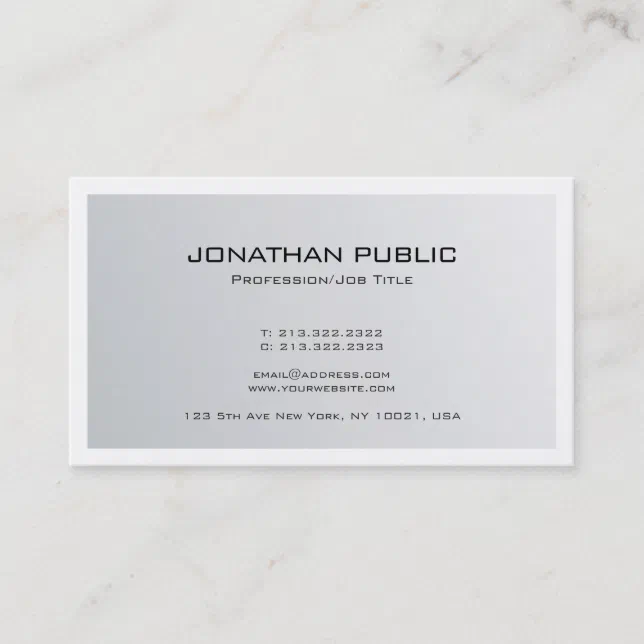 Modern Stylish Minimal Design Trendy Silver Look Business Card | Zazzle