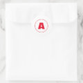 Modern Stylish Monogram Red Initial Letter White Classic Round Sticker ...
