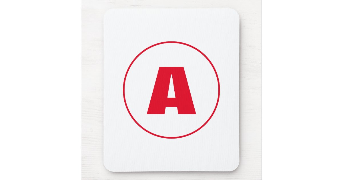 Modern Stylish Monogram Red Initial Letter White Mouse Pad | Zazzle