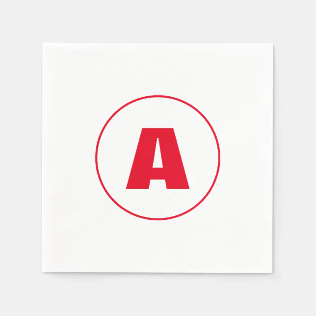 Modern Stylish Monogram Red Initial Letter White Napkins | Zazzle