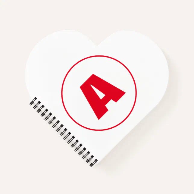 Modern Stylish Monogram Red Initial Letter White Notebook | Zazzle