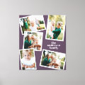 Modern stylish multi photo family purple decor | Zazzle