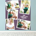 Modern stylish multi photo family purple decor | Zazzle