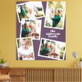 Modern stylish multi photo family purple decor | Zazzle
