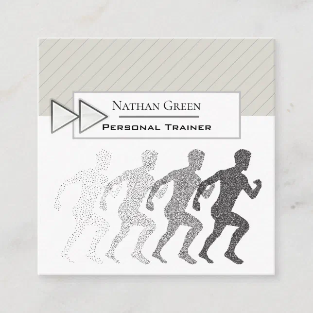 Modern Stylish Running Personal Trainer Square Business Card | Zazzle