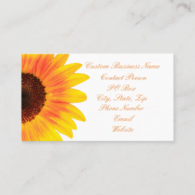 Modern Stylish Sunflower Business Card | Zazzle