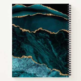 Modern Stylish Teal Agate & Gold Ribbon on White Notebook | Zazzle