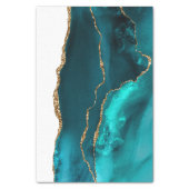 Modern Stylish Teal Agate & Gold Ribbon on White Tissue Paper | Zazzle