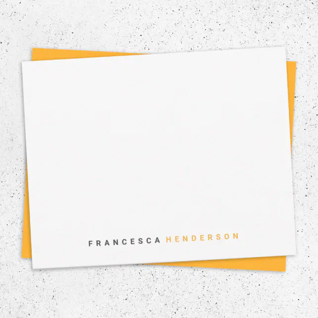 Modern Stylish Trendy Orange Modern Minimalist Note Card | Zazzle