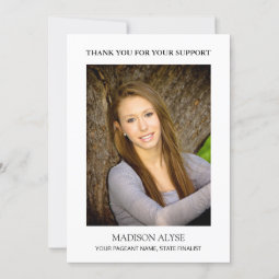 Modern Stylish White Pageant Thank You Photo | Zazzle