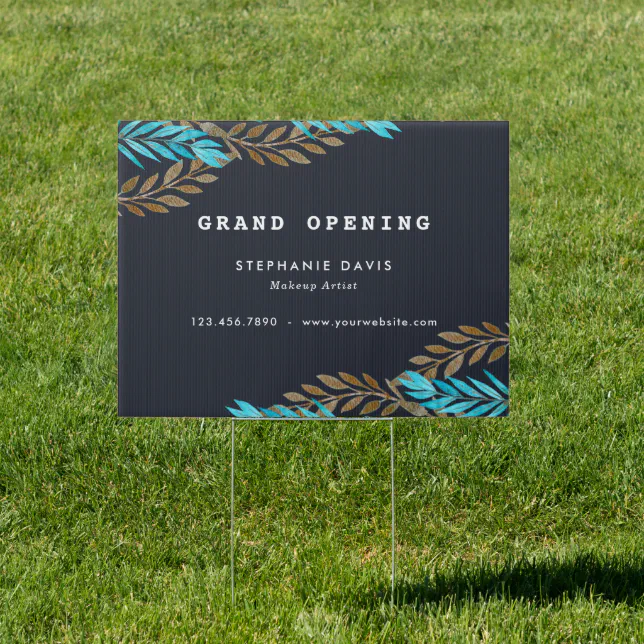 Modern Stylist Black Gold Business Sign | Zazzle