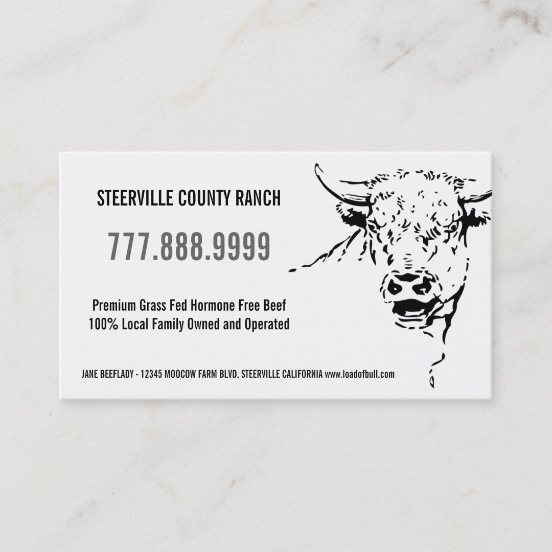 Modern Stylized Beef Ranch Farm Business Card | Zazzle