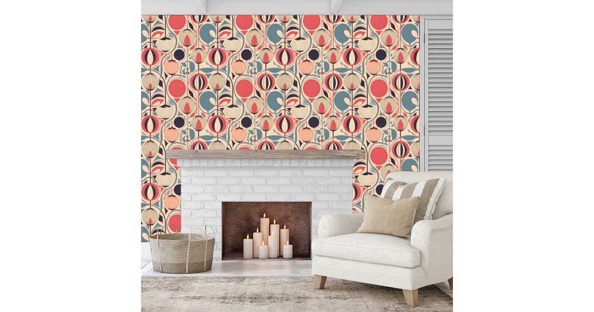 Modern Stylized Calyxes and Seed Pods Peel & Stick Wallpaper | Zazzle