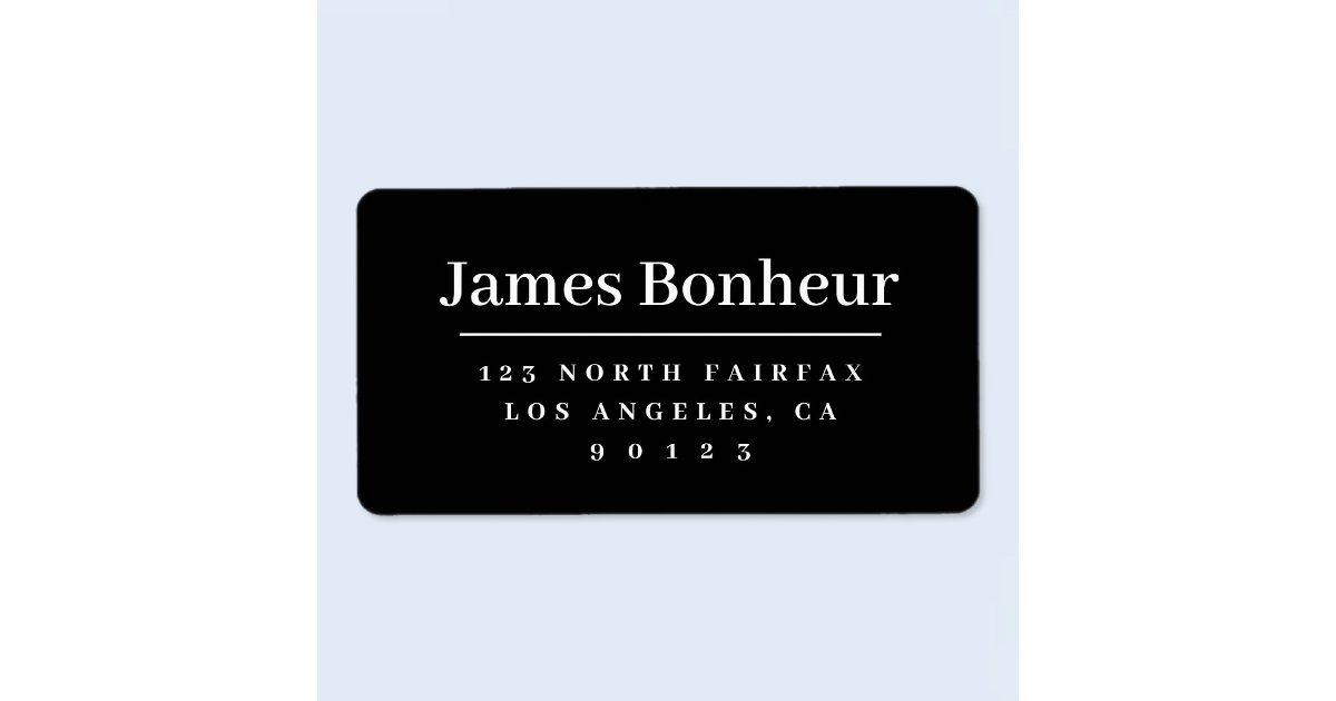 Modern Stylized Return Address Black & White Label | Zazzle