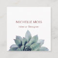 Modern Succulent QR code Botanical Cactus Square Business Card | Zazzle
