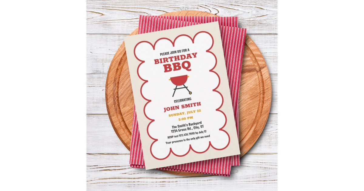 Modern Summer BBQ Grill Birthday Invitation | Zazzle