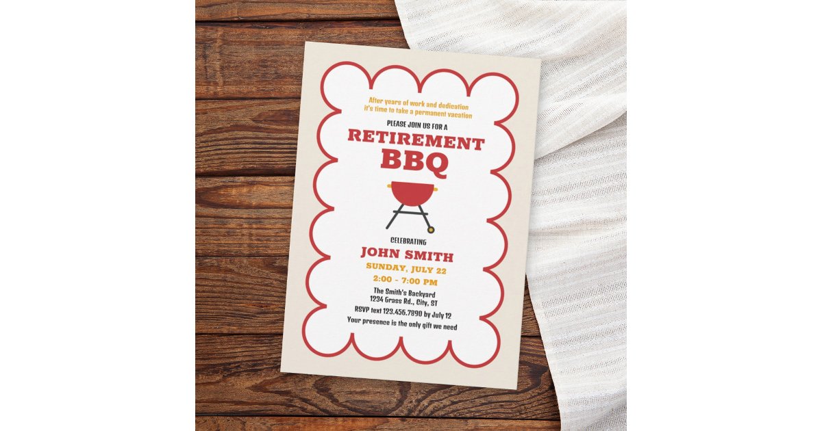 Modern Summer BBQ Grill Retirement Party Invitation | Zazzle