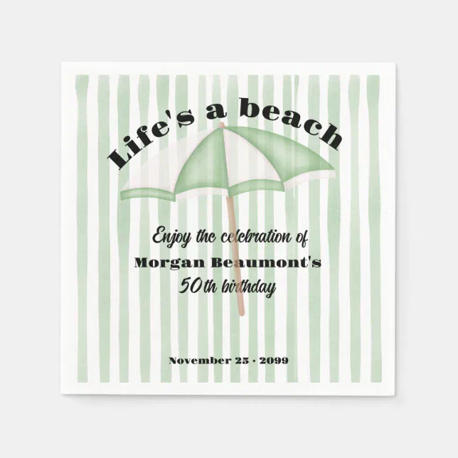Modern Summer Beach Party Stripes 50th Birthday Napkins | Zazzle