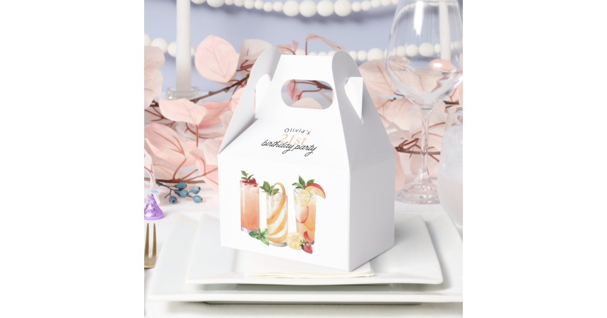 Modern Summer Cocktails 21st Birthday Party Favor Boxes | Zazzle