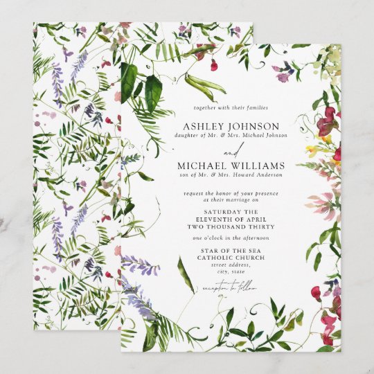 Modern Summer Wildflower Watercolor Wedding Invitation | Zazzle.com