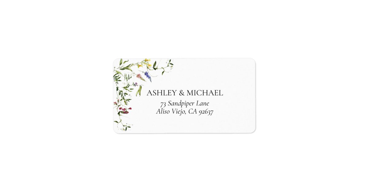 Modern Summer Wildflower Wedding Return Address Label | Zazzle